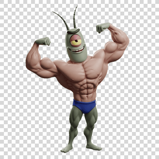 Plankton Bodybuilder 3D png Image For Free Download
