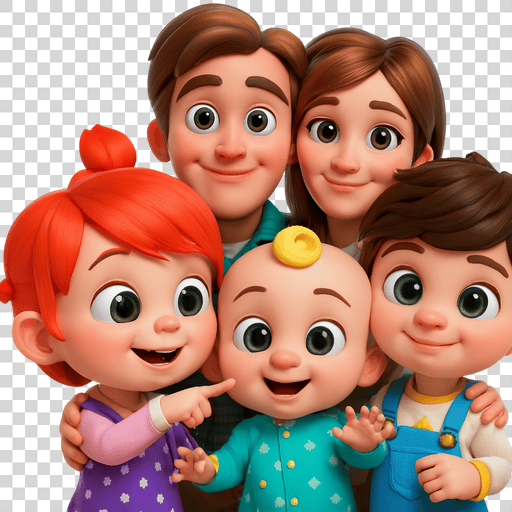 Cocomelon Family 3D PNG – Free HD Transparent File