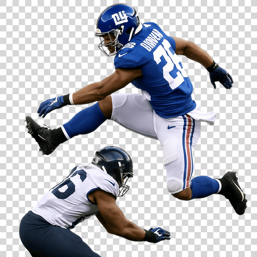 Saquon Barkley Hurdle PNG – Transparent NFL Action Pose