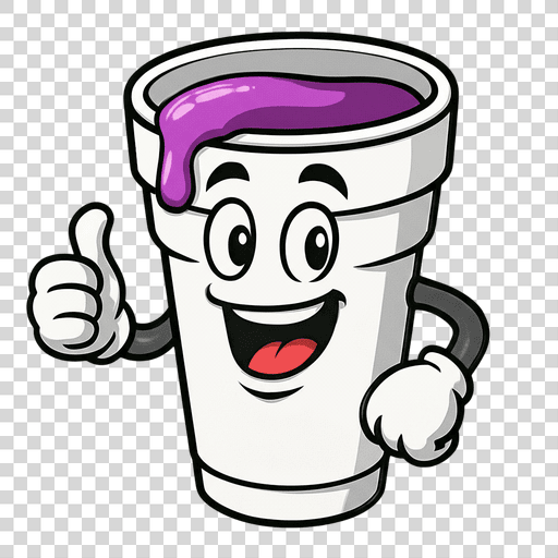 Cartoon Lean Cup PNG – Transparent Purple Drink Design