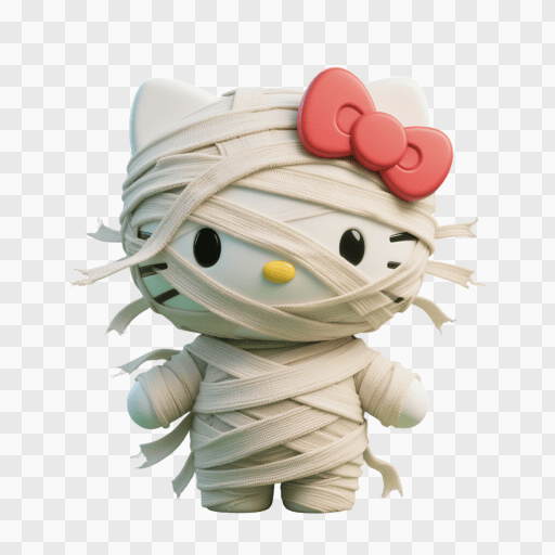 Hello Kitty Mummy PNG – Transparent Halloween Character Render