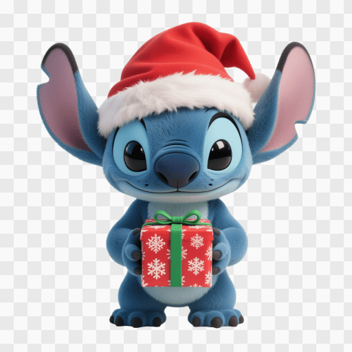 Stitch Christmas PNG – Transparent Holiday Character Render
