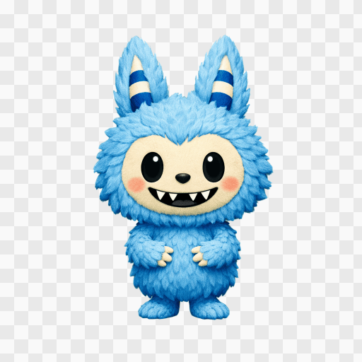 Blue labubu png clean transparent background