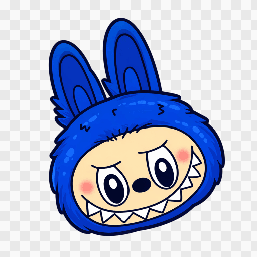 Blue labubu png no background