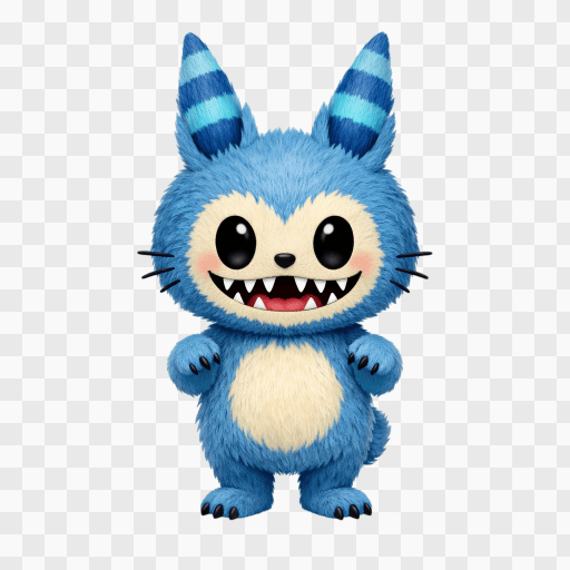Blue labubu png transparent