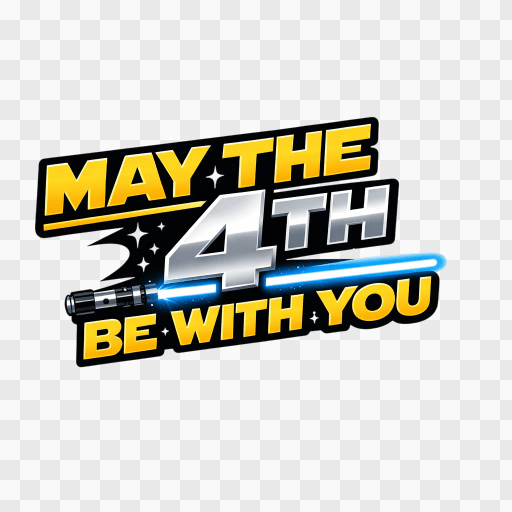 Transparent may the 4th be with you png minimal design